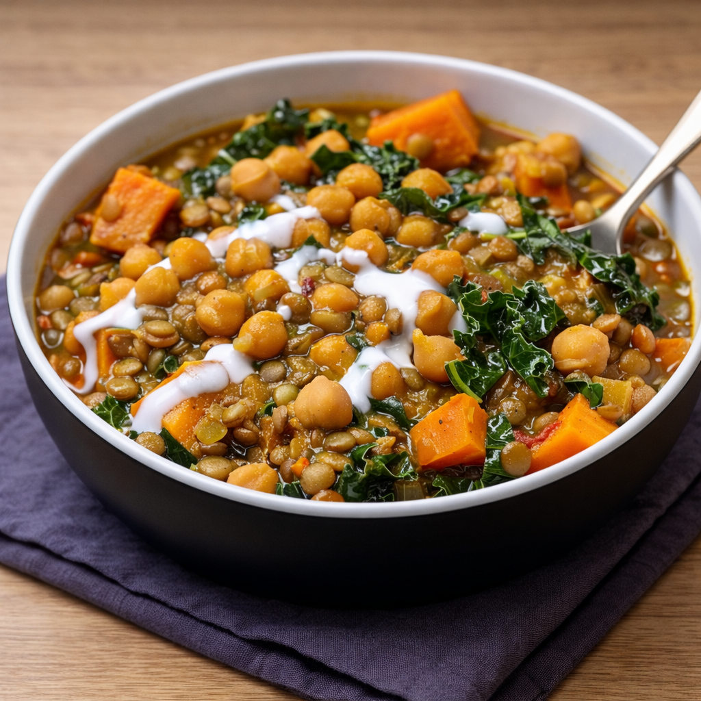 Lentil and Chickpea Stew with Sweet Potatoes and Kale: A Comforting ...